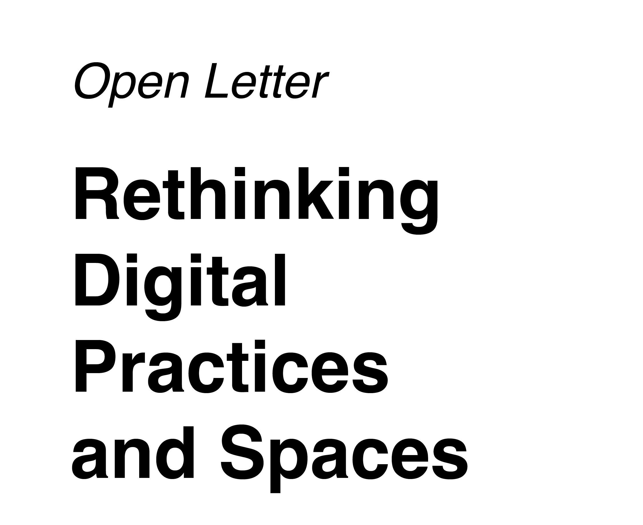 Open Letter: Rethinking Digital Practices and Spaces - European Network ...